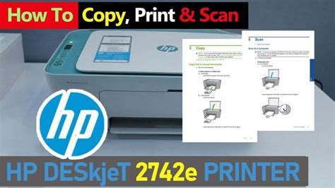 An Hp Printer Sitting On Top Of A Desk Next To A Paper With The Words How To Copy Print And Scan