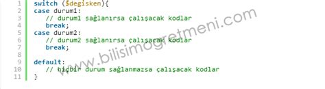 Php Dersleri Php Switch Case Kullanımı Ve Örnekleri Bilişim