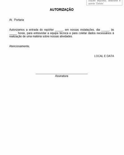 Modelo De Documento De Autorizacao