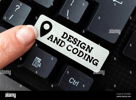 Text Caption Presenting Design And Coding Word Written On Html And