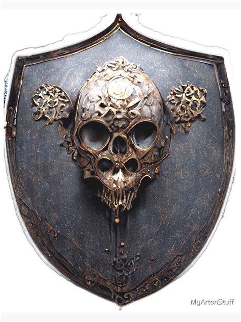 Medieval Skull Shield Poster For Sale By Myartonstuff Redbubble