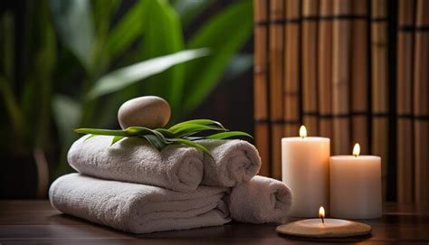Premium Ai Image Towels With Bamboo And Candles For Relax Spa Massage
