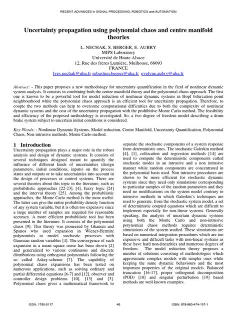 Uncertainty Propagation Using Polynomial Chaos And Centre Manifold Uncertainty Propagation Using Polynomial Chaos And Centre Manifold