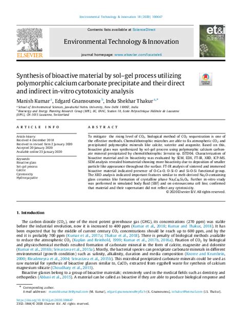 Pdf Synthesis Of Bioactive Material By Sol Gel Process Utilizing