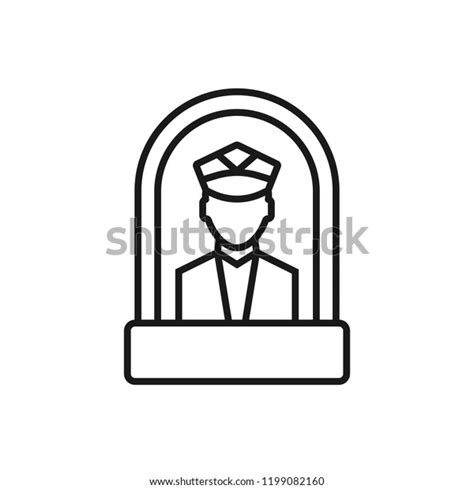 Passport Control Officer Linear Icon Thin Stock Vector Royalty Free