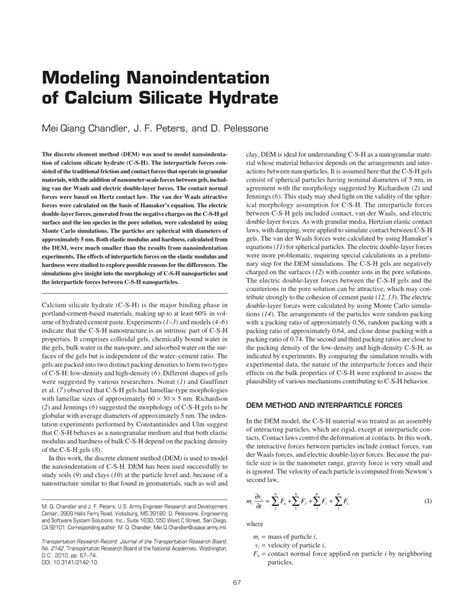 pdf modeling nanoindentation of calcium silicate hydrate