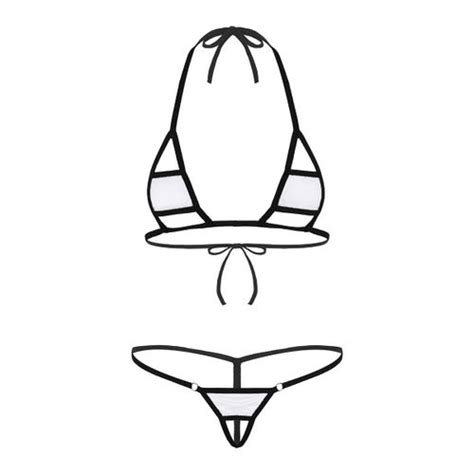 Fashion Whitemicro Bikini 2022 Solid Color Sling Hollow Lotion Girl