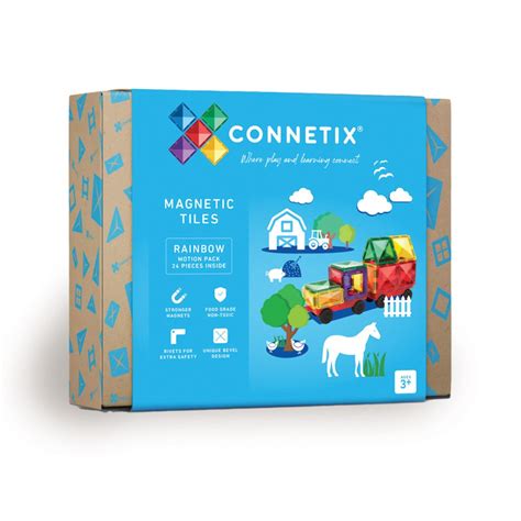 Connetix Magnetic Tiles 24 Piece Rainbow Motion Pack Toyworld Australia