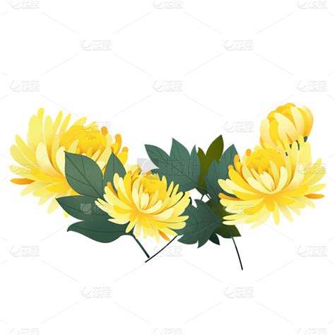 扁平风重阳节鲜花元素贴纸