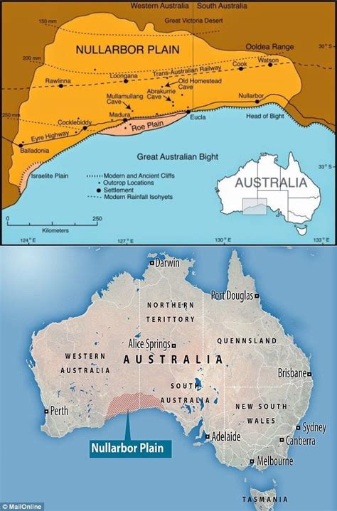 Map Of The Nullarbor Plain Australia Crosses 3 Time Zones From South Australia To Western