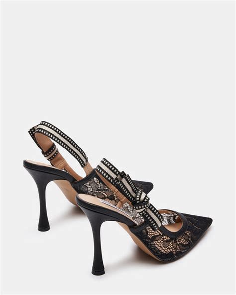 Bri Black Lace Slingback Pump Heel Womens Heels Steve Madden