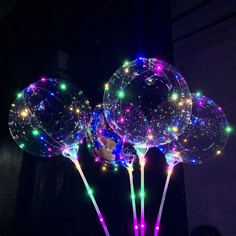 ₩1845에서 스틱이있는 Led 풍선 빛나는 투명 헬륨 맑은 보보 Ballons 결혼 생일 파티 장식 어린이 Led 빛 풍선