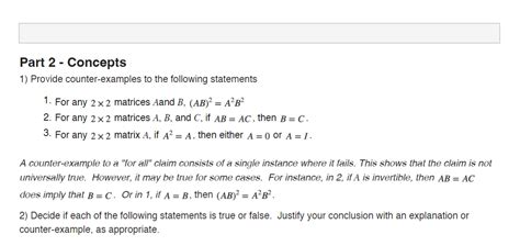Solved Part 2 Concepts 1 Provide Counter Examples To The Chegg Com