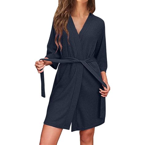 Ugoldhm Pajamas For Women Set Lightweight Waffle Mid Length Robe V