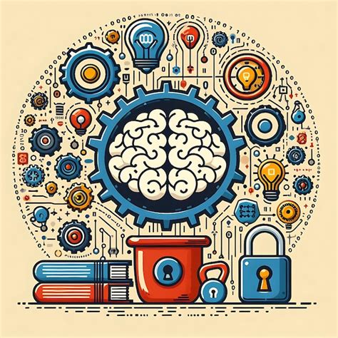 A Drawing Of A Brain With A Blue And Yellow Circle And The Word Brain