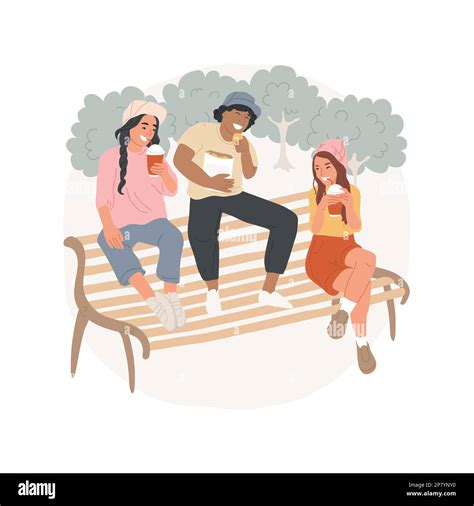 Outdoor Snacking Isolated Cartoon Vector Illustration Group Of Teens