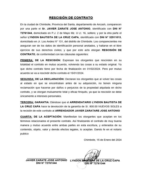 RescisiÓn De Contrato Pdf