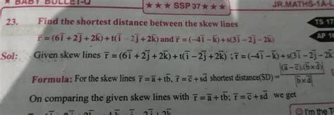 Find The Shortest Distance Between The Skew Lines Bar R 6 Bar I 2 B