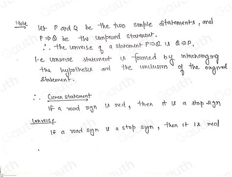 Solved What Is The Converse Of This Statement If A Road Sign Is Red Then It Is A Stop Sign A