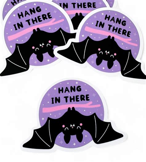 Hang In There Bat Sticker Purple Em And Sprout