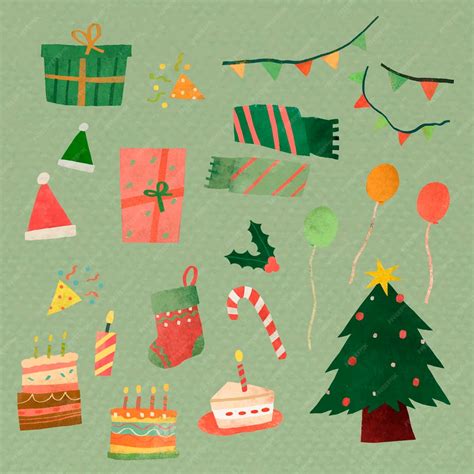 Premium Vector Cute Christmas Element Set Vector