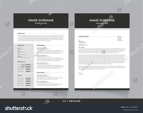 Resume Layout Set Black Sidebar Stock Vector Royalty Free 2145248655