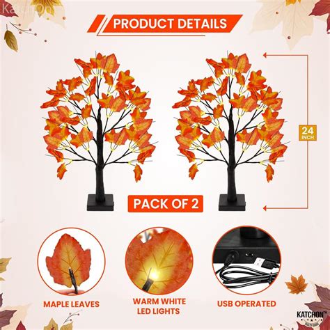 Great Choice Products Artificial Maple Trees With Lights 24 Inchpack Of