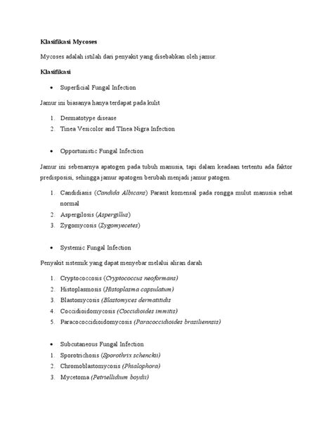 Klasifikasi Mycoses Pdf