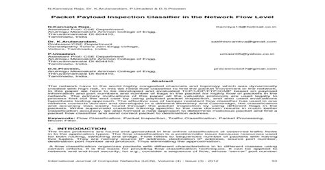 Pdf Packet Payload Inspection Classifier In The Network Flow Level