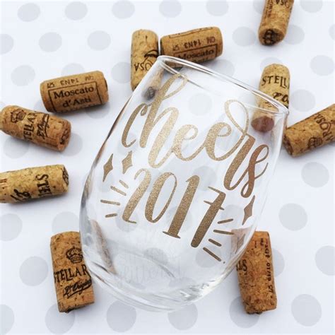 Items Similar To New Years Wine Glass Cheers 2017 Wine Glass
