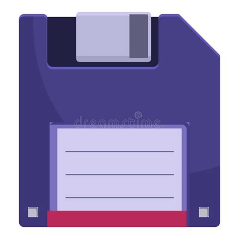 Purple Floppy Disk Saving Data Icon Cartoon Style Stock Vector
