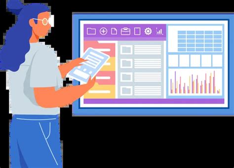 Woman Analyzes Program For Statistical Analysis Illustration Free