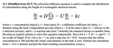 Solved 11 1 [modified From 30 7] The Advection Diffusion