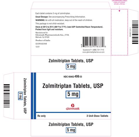 Zolmitriptan Package Insert Prescribing Information Moa