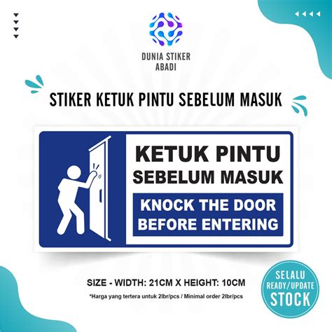 Jual Stiker Ketuk Pintu Sebelum Masuk 21x10cm Per2 Lembar