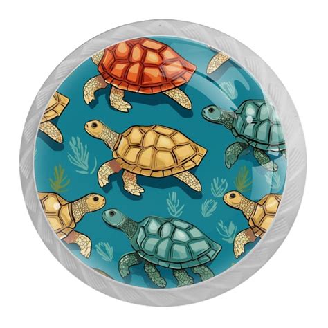 35mm Cabinet Knobs Pulls Sea Turtle Color Seamless Glass Abs Drawer Dresser Door Handles