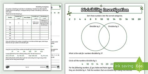 Rules Of Divisibility Worksheet Teacher Made Twinkl