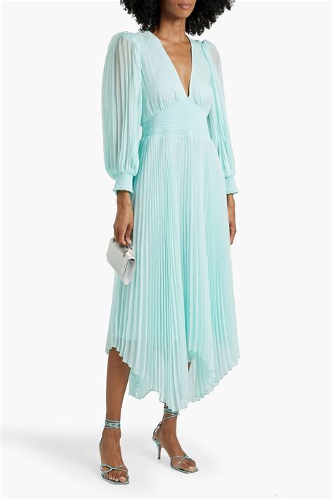 Alice Olivia Sion Pleated Chiffon Midi Dress The Outnet