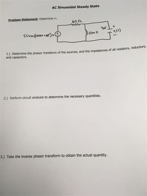 solved determine v 1 determine the phasor transform of the