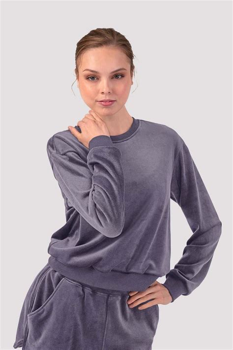 Ladies Caroline Velvet Crew Neck Jumper Purple Bloch Dance Uk