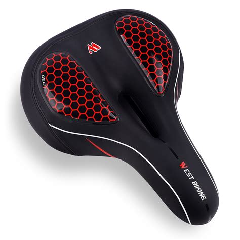 West Biking Bike Gel Seat Cushion With Tail Light Comfortable Mountain