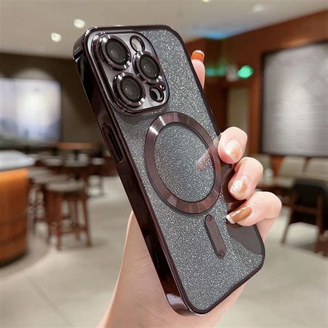 Wuju Glitter Luxury Electroplate Magnetic Wireless Charge Phone Case