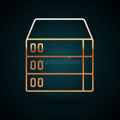 Gold Line Server Data Web Hosting Icon Isolated On Dark Blue Background Vector Stock Vector