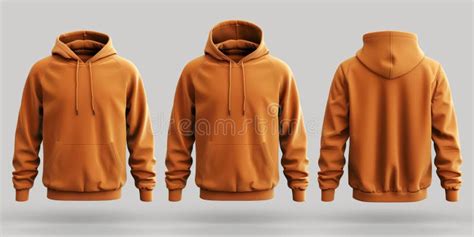 Three Orange Hoodies Displayed From Front And Back Views Hooded