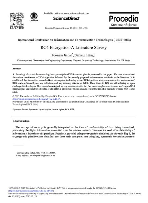 Pdf Rc4 Encryption A Literature Survey