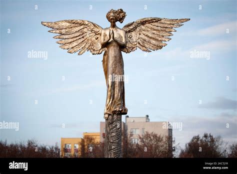 The Sculpture Guardian Angel By Roman Stanczak Is Seen In The Brodno