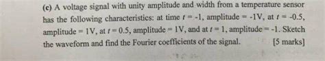 Solved C A Voltage Signal With Unity Amplitude And Width Chegg