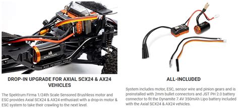 Spektrum SPMXSEMC SMART Firma A Sensored Brushless ESC Motor Combo For SCX Crawlers