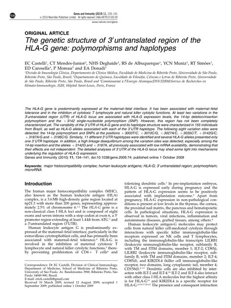 Pdf The Genetic Structure Of 3′untranslated Region Of The Hla G Gene Polymorphisms And Haplotypes