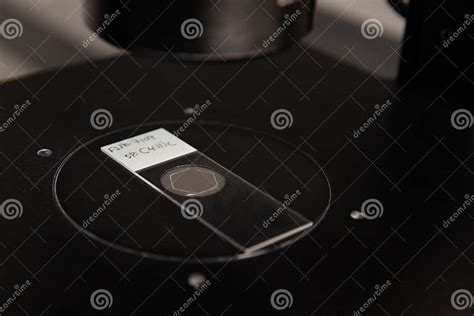 Closeup Of A Slide Been Observed With An Inverted Microscope Fluorescence In Situ Hybridization